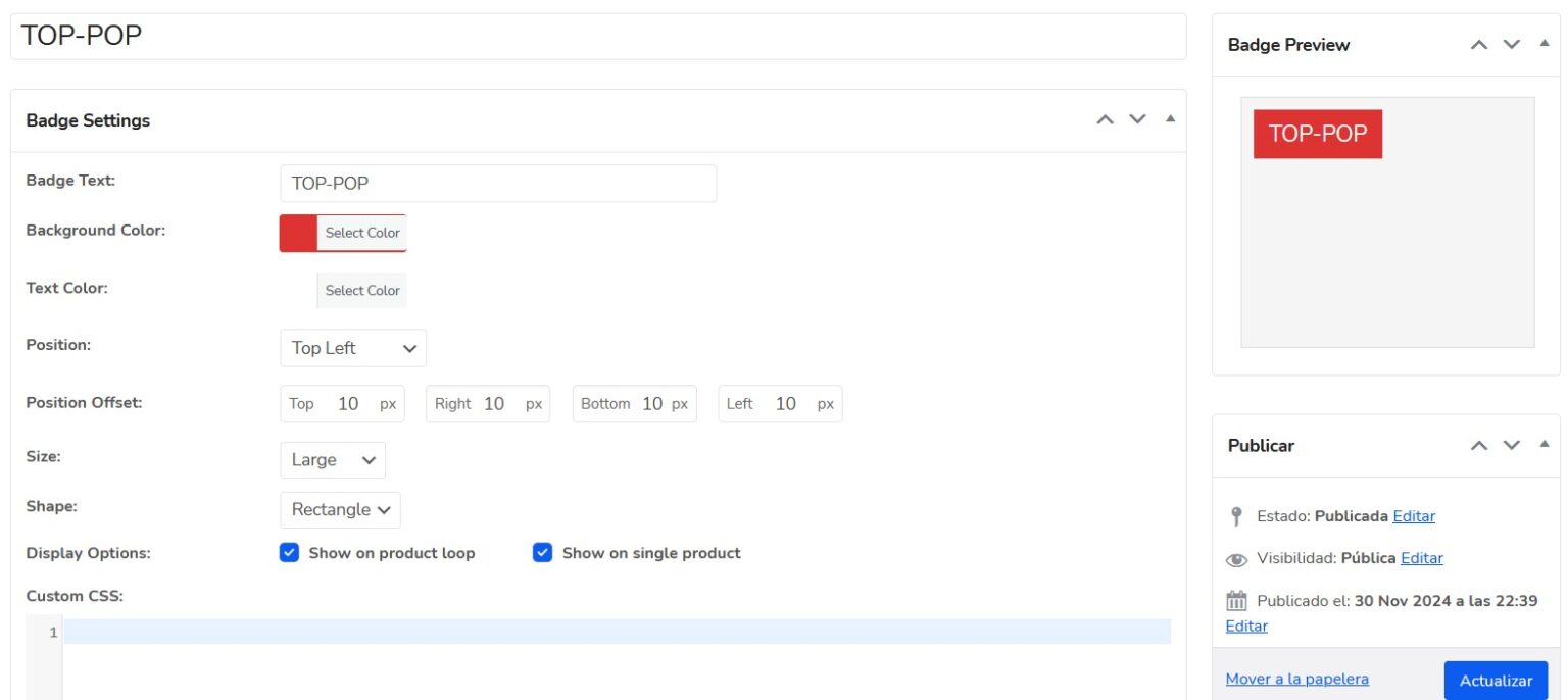 Crear insignias en WooCommerce - Wooweb.es